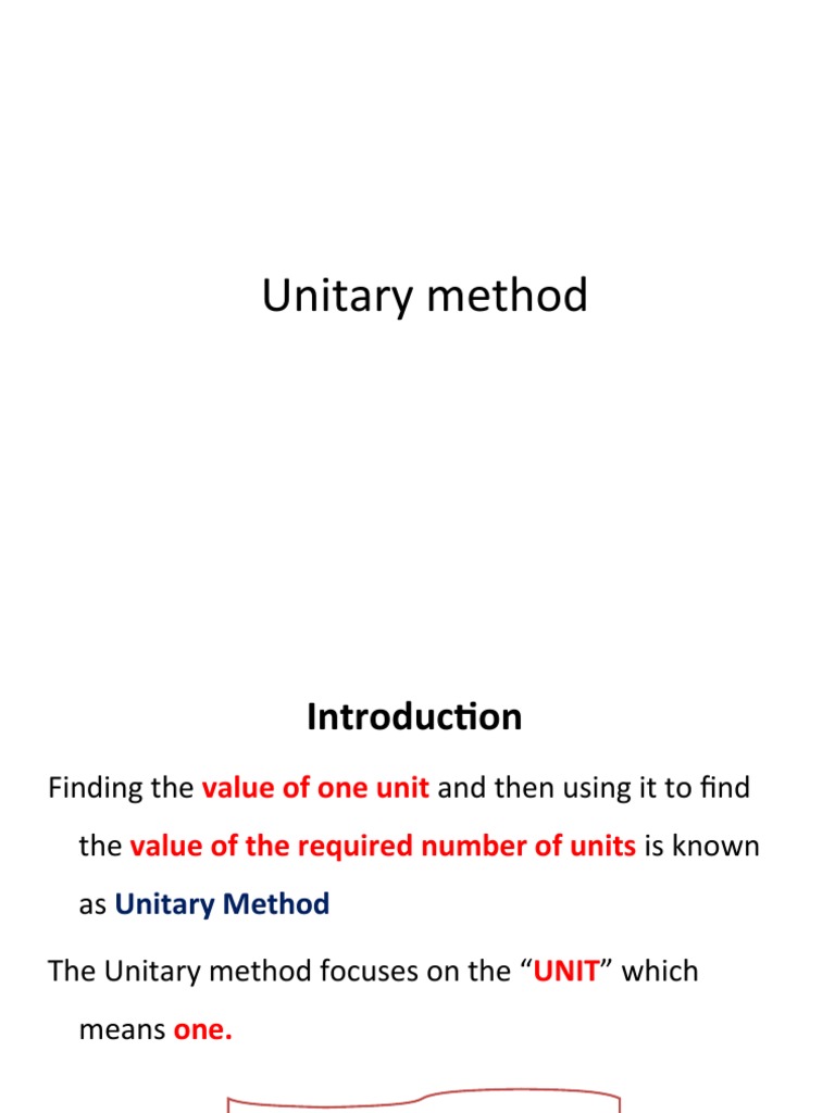 Unitary Method | PDF | Multiplication | Speed
