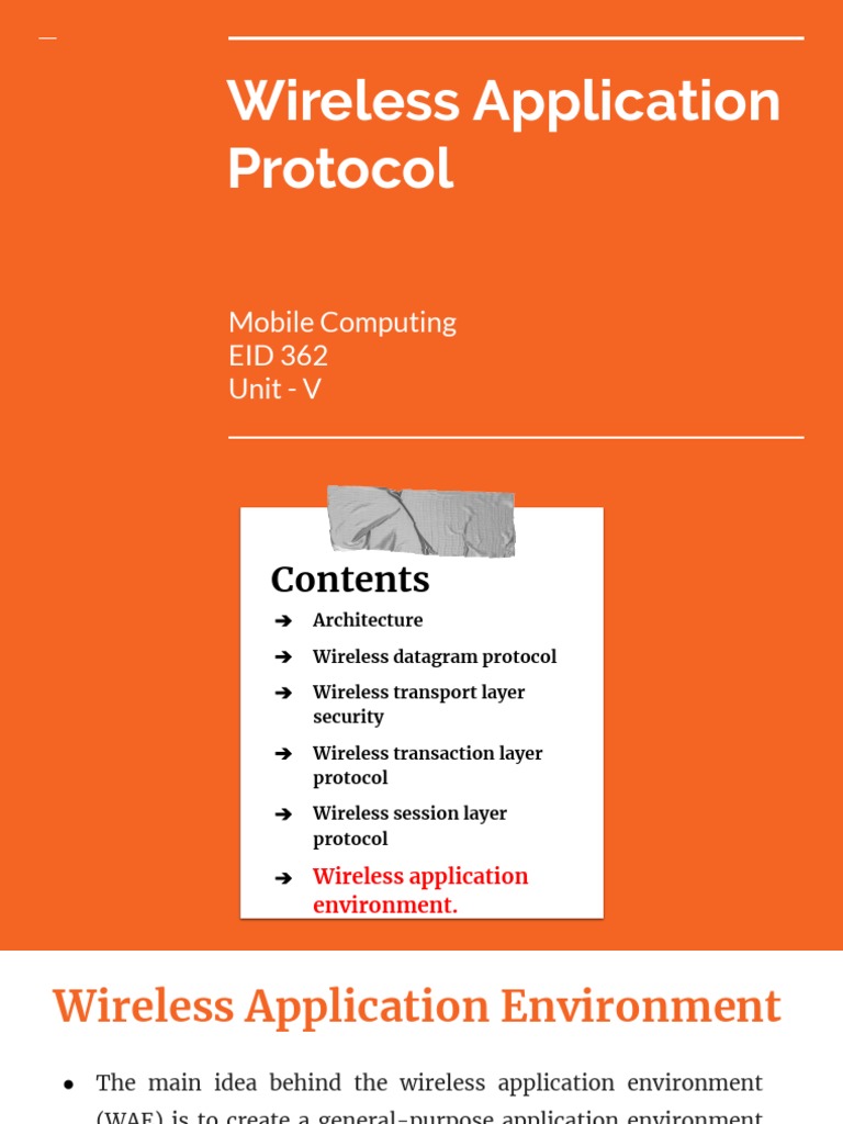 Wireless Application Protocol: Mobile Computing EID 362 Unit - V | PDF ...