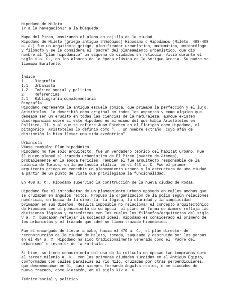 Hipodamo de Mileto Wiki | PDF | Antigua Grecia | Science