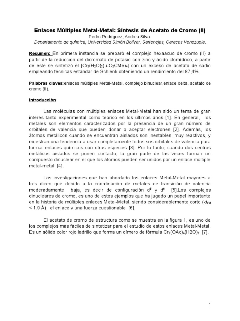 Síntesis de Co (Salen) y Estudio de Absorción de O2 | PDF | Cromo ...
