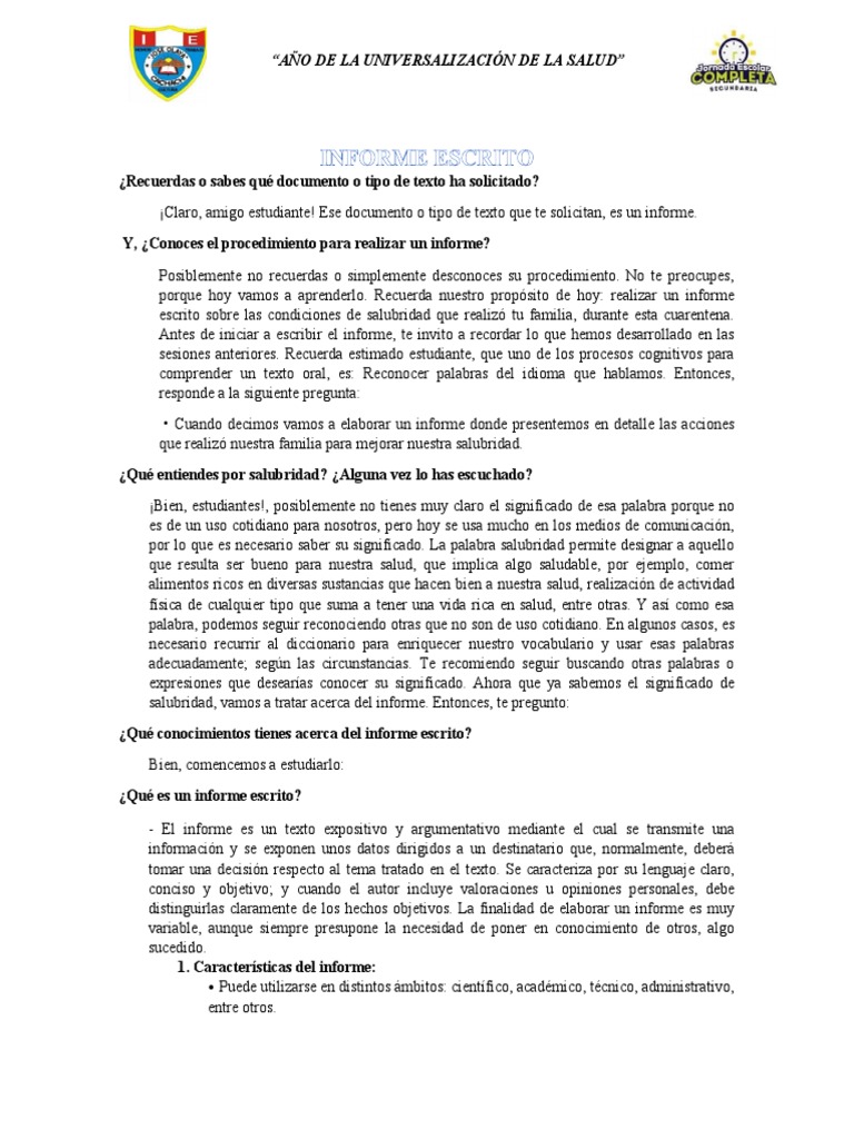 Informe Escrito | PDF | Aprendizaje | Conocimiento