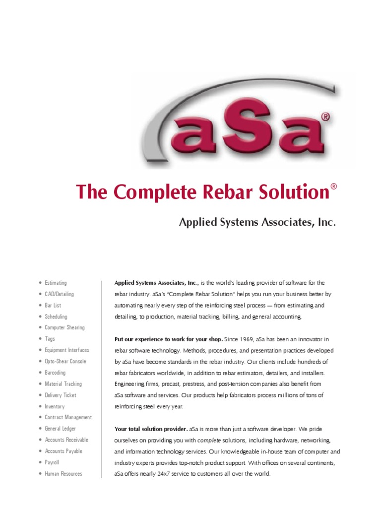 The Complete Rebar Solution: Applied Systems Associates, Inc | PDF ...