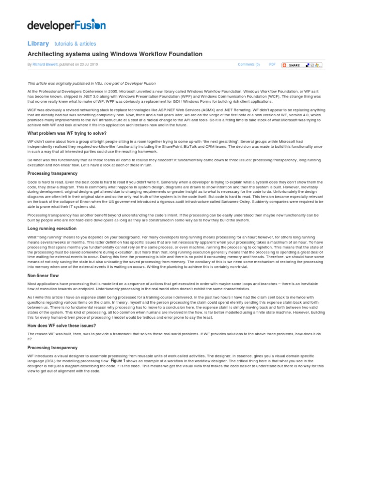 Richard Blewett. Architecting Systems Using Windows Workflow Foundation PDF | PDF | Workflow ...