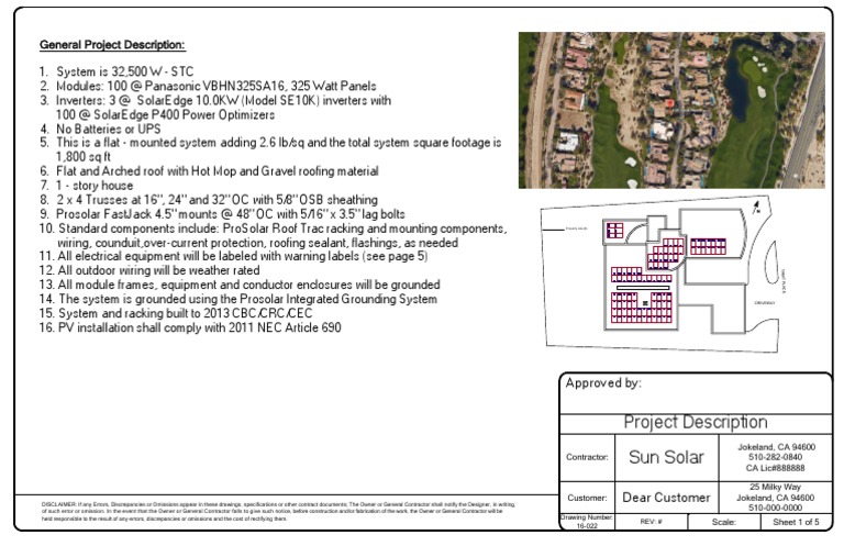 Sample Solar Permit Plan - Project Description | PDF | Electrical ...