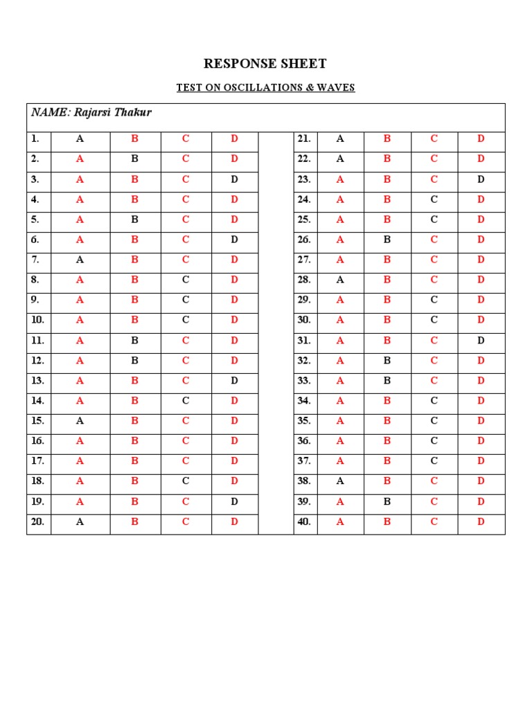Response Sheet | PDF