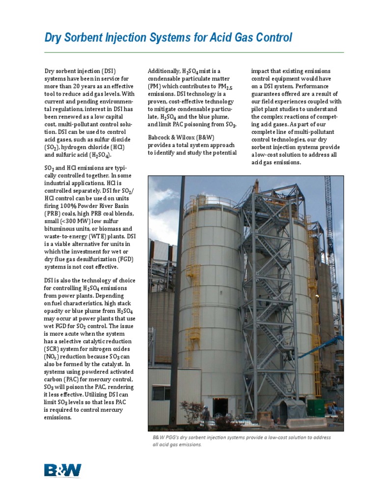 PS-451 Dry Sorbent Injection-B&W | PDF | Sulfur Dioxide | Chemistry