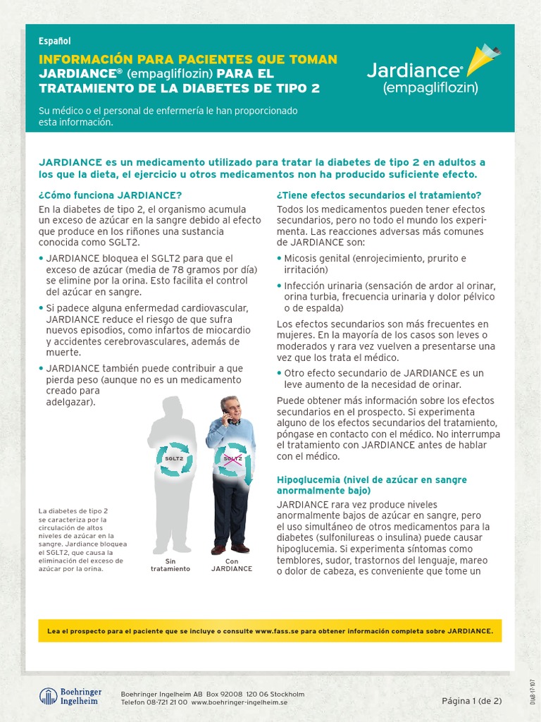 Jardiance Patientinformation A4 ES A | PDF | Diabetes | Hipoglucemia