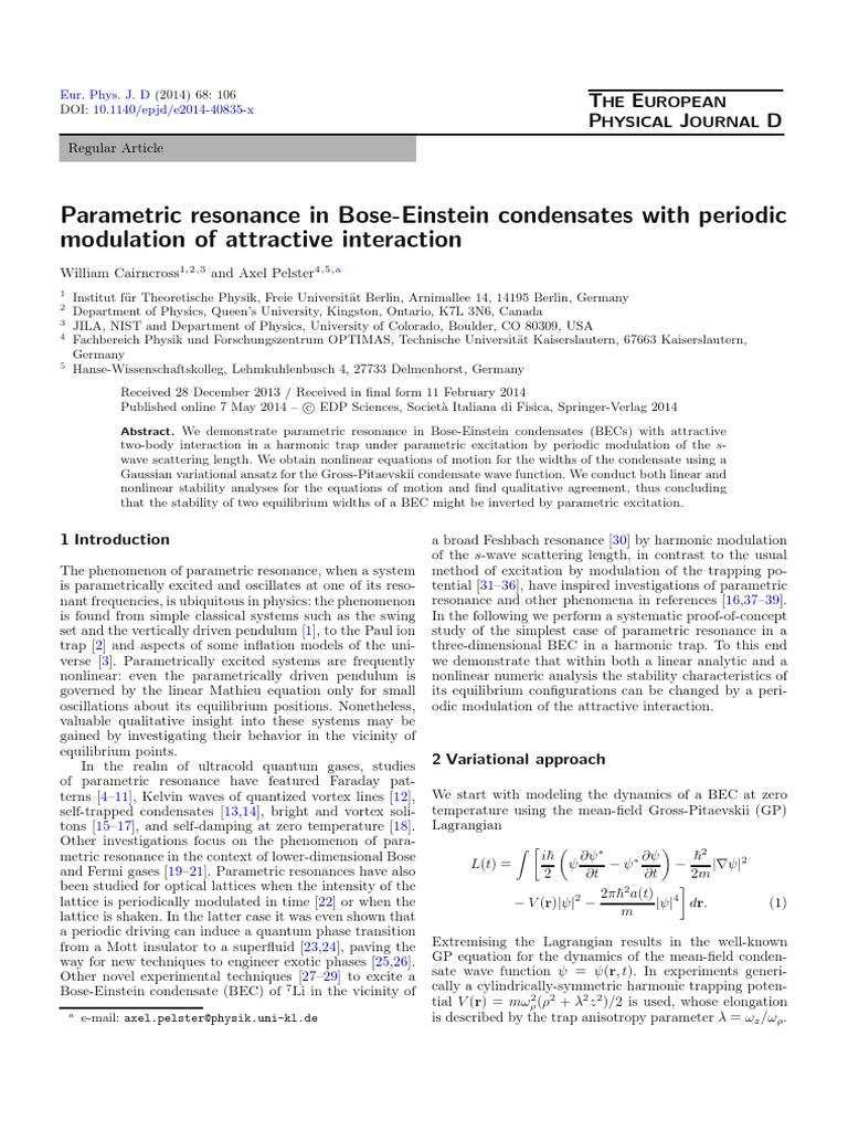 Parametric Resonance in BEC With Periodic Modulation of Attractive ...