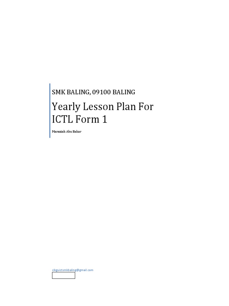 Yearly Lesson Plan For ICTL Form 1: SMK Baling, 09100 Baling | PDF | Computer Data Storage ...
