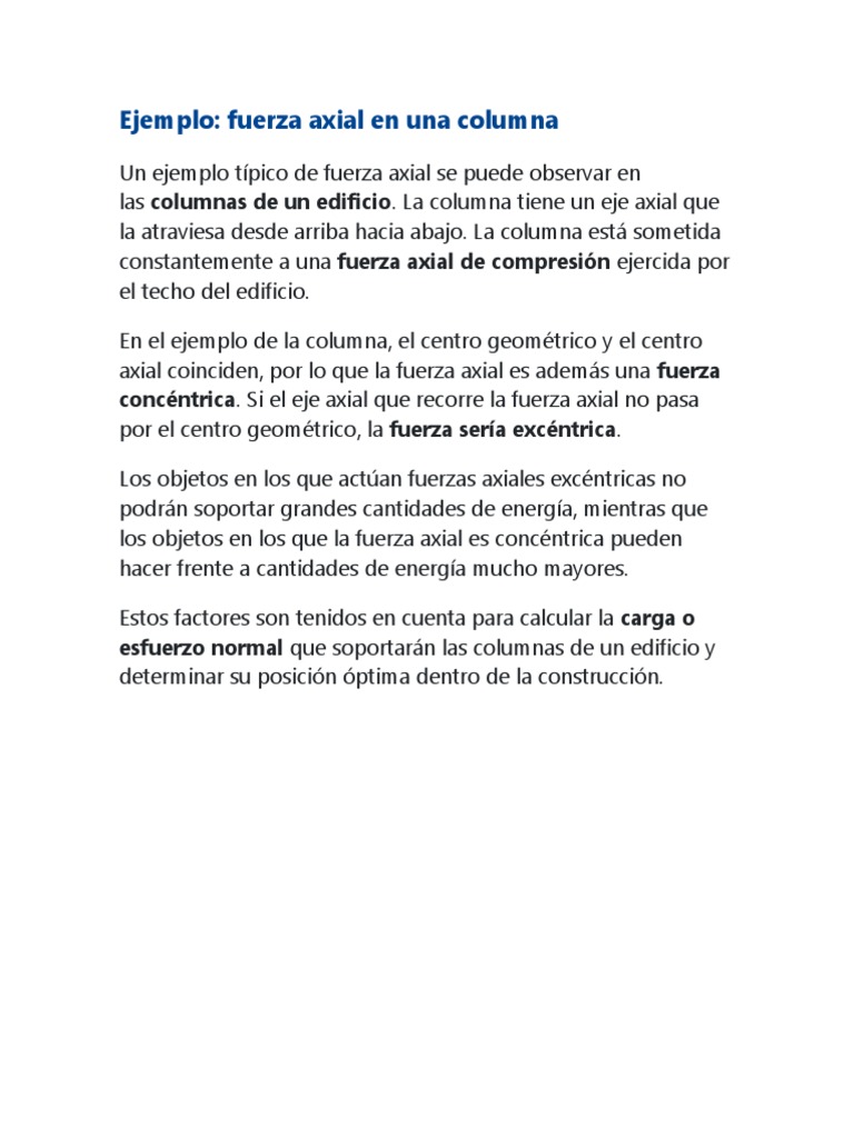Ejemplo: Fuerza Axial en Una Columna: Concéntrica. Si El Eje Axial Que ...