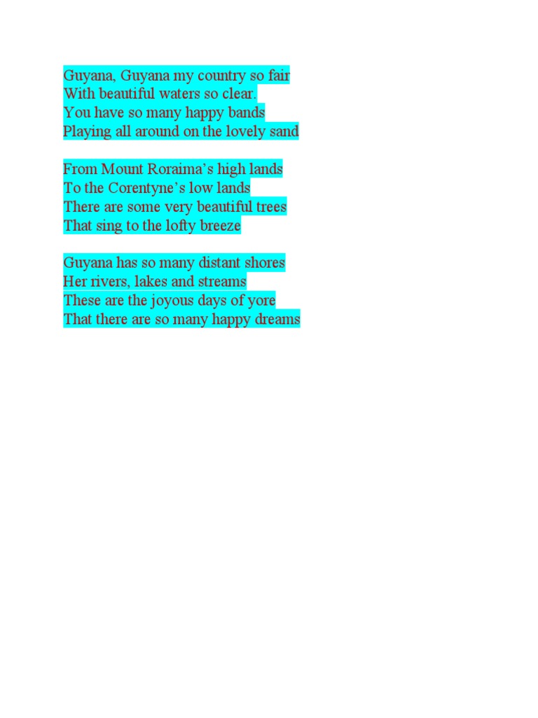 Lovely Guyana | PDF | Poetry