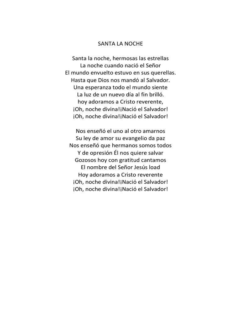 Santa La Noche Letra PDF | PDF
