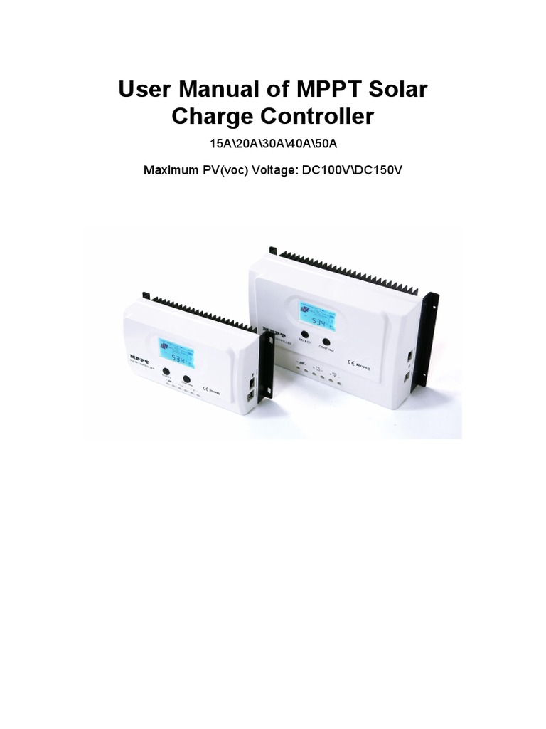MPPT Solar Charge Controller Manual | PDF | Solar Panel | Photovoltaics