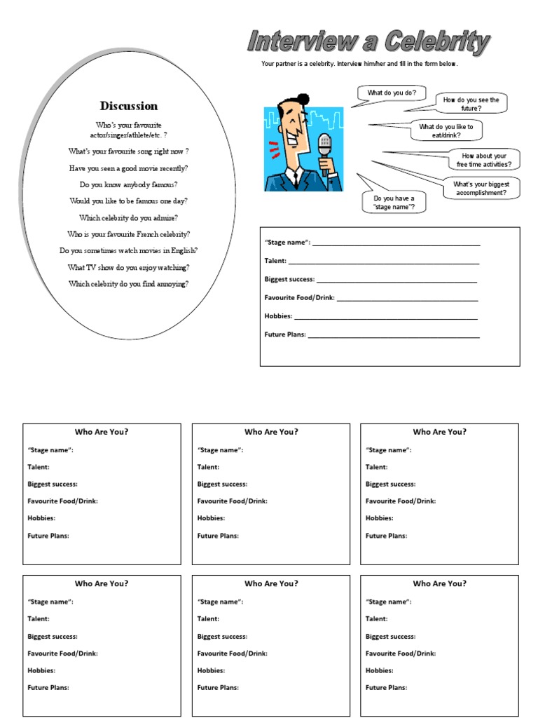 Celebrity Interview Worksheet | PDF
