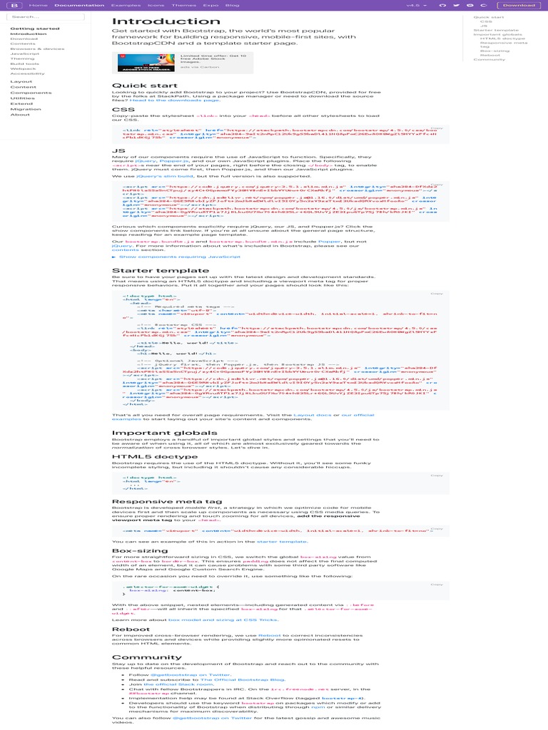 Introduction Bootstrap V4 5 Pdf Bootstrap Front End Framework Cascading Style Sheets