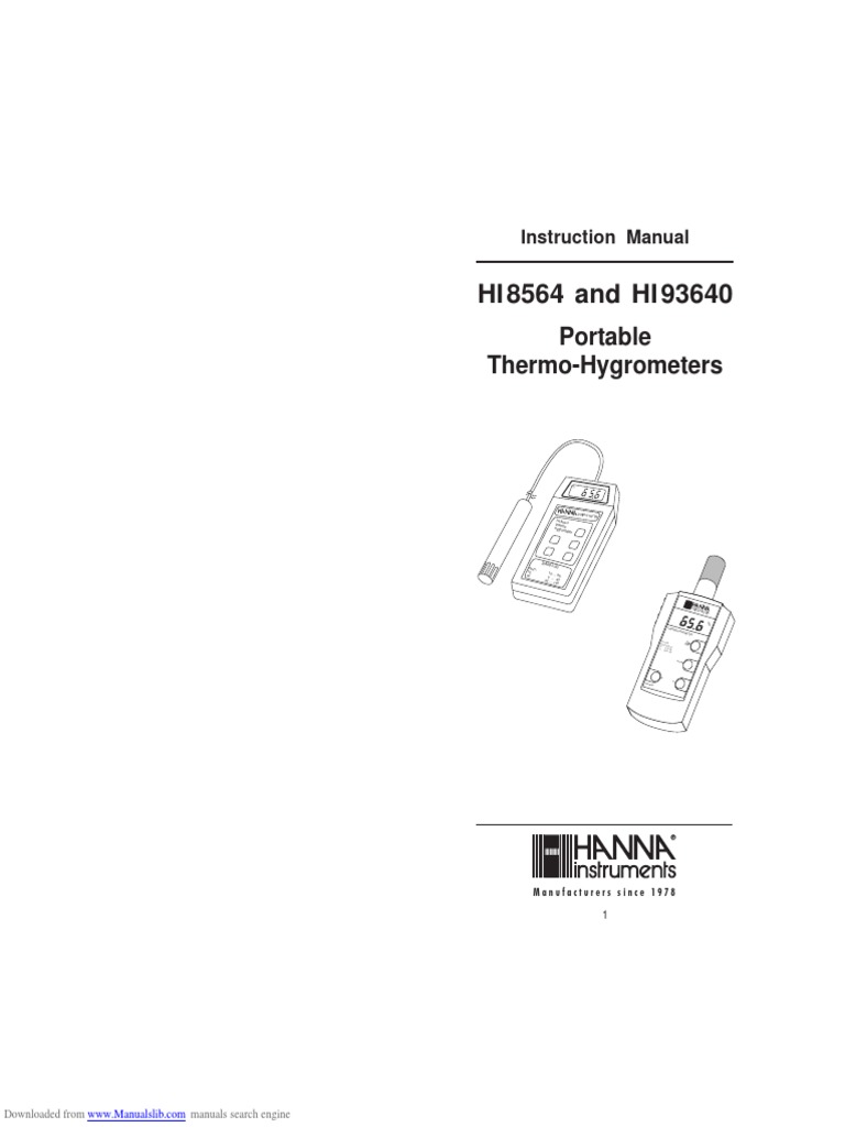 HI 8564 and HI 93640: Portable Thermo-Hygrometers | PDF | Applied And ...
