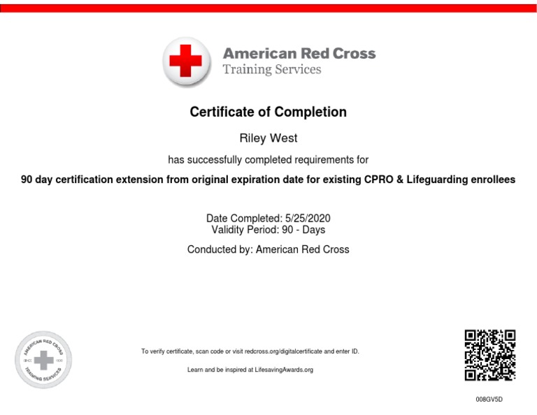 American Red Cross Certificate Verification | PDF