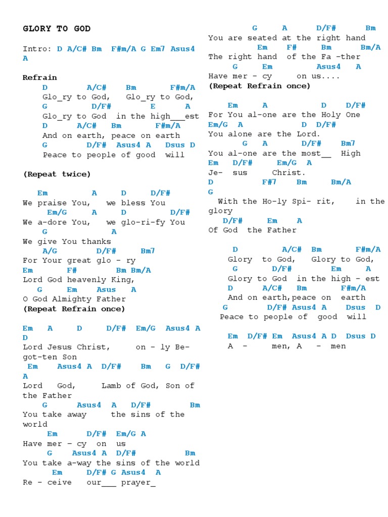 Glory To God Chords | Download Free PDF | Christian Denominational ...