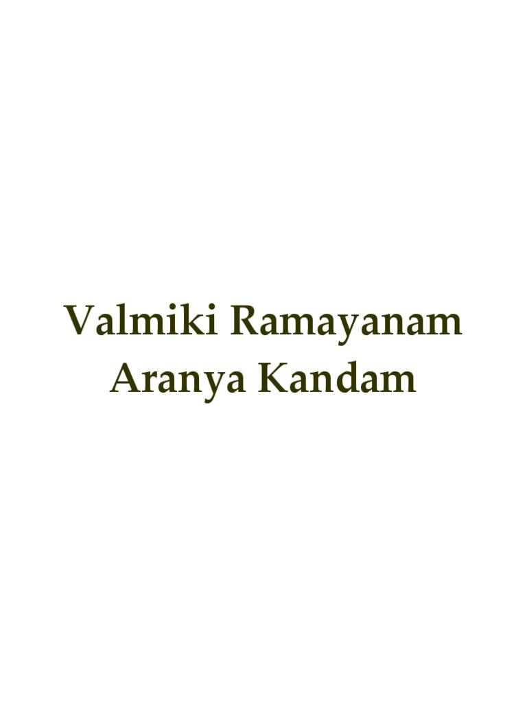 Valmiki Ramayanam - Aranya Kandam PDF | PDF | Sita | Ramayana