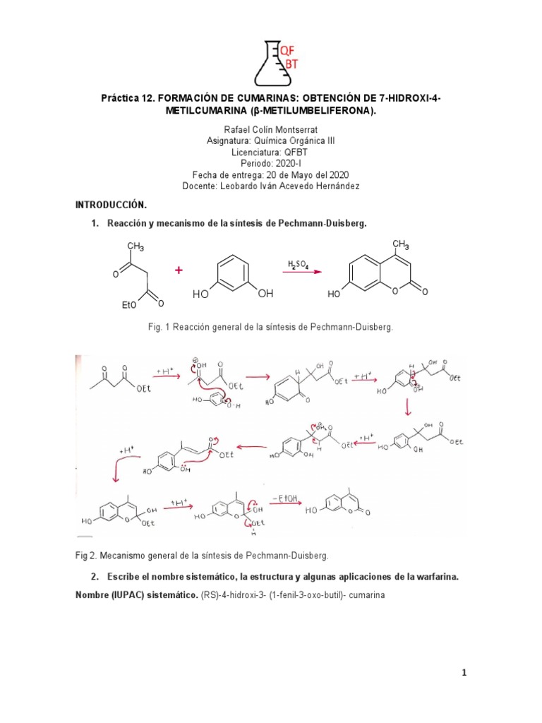 FORMACIÓN DE CUMARINAS: OBTENCIÓN DE 7-HIDROXI-4-METILCUMARINA (β ...