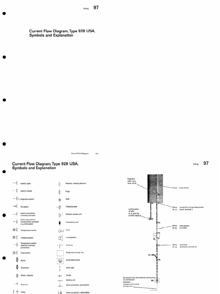 Porsche 928 1978 Current Flow Diagram | PDF | Ignition System | Switch