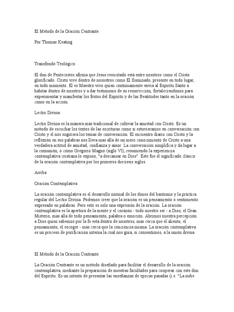 Método de Oración Centrante de Keating | PDF | Oración | La ...