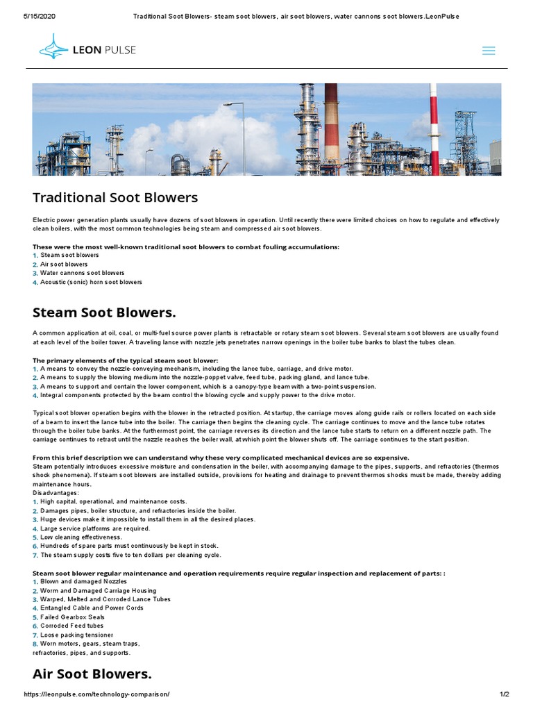 Traditional Soot Blowers - Steam Soot Blowers, Air Soot Blowers, Water Cannons Soot Blowers ...