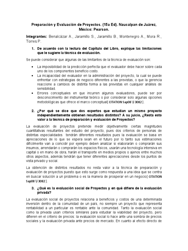 Evaluacion de Proyectos Nassir Sapag Chain Preguntas | PDF ...