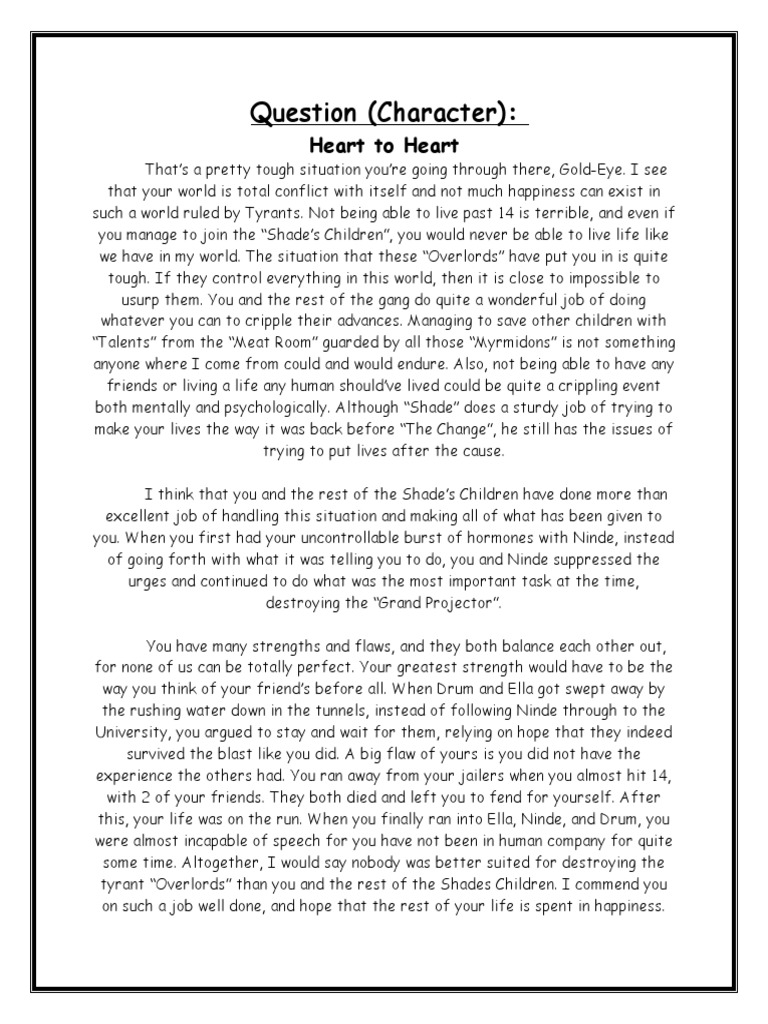 Question - Character | PDF