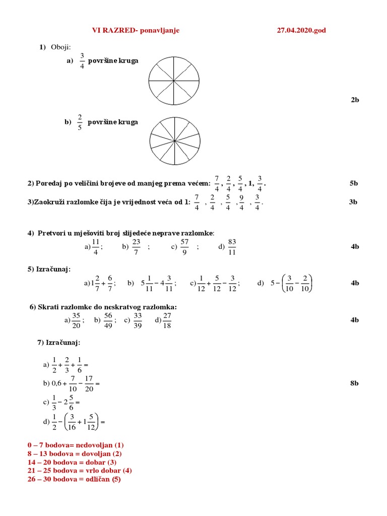 6.RAZRED - RAZLOMCI - Ponavljanje 27.04. | PDF