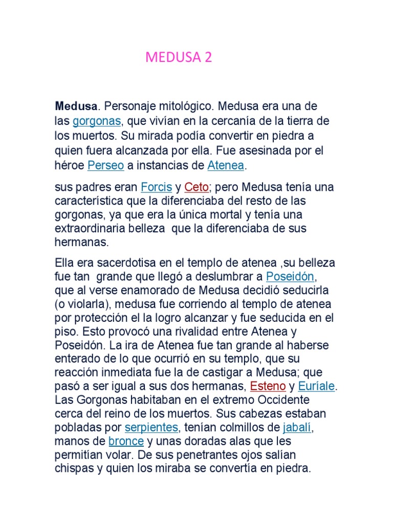 Medusa 2 | PDF | Medusa | Personajes mitologicos