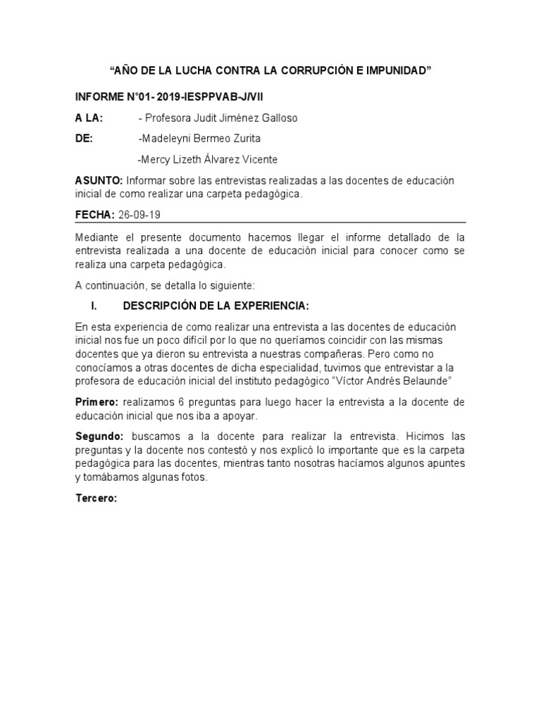 Entrevista sobre Carpeta Pedagógica | PDF | Crecimiento personal y ...