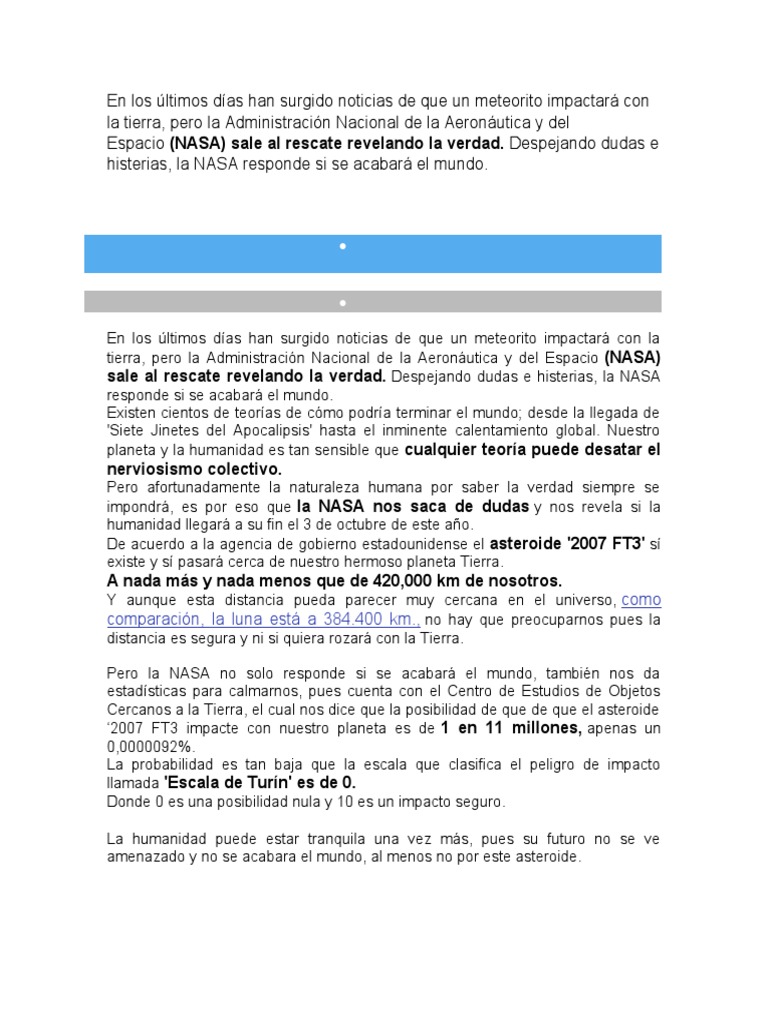 El Mundo Se Acaba | PDF | Asteroide | Tierra