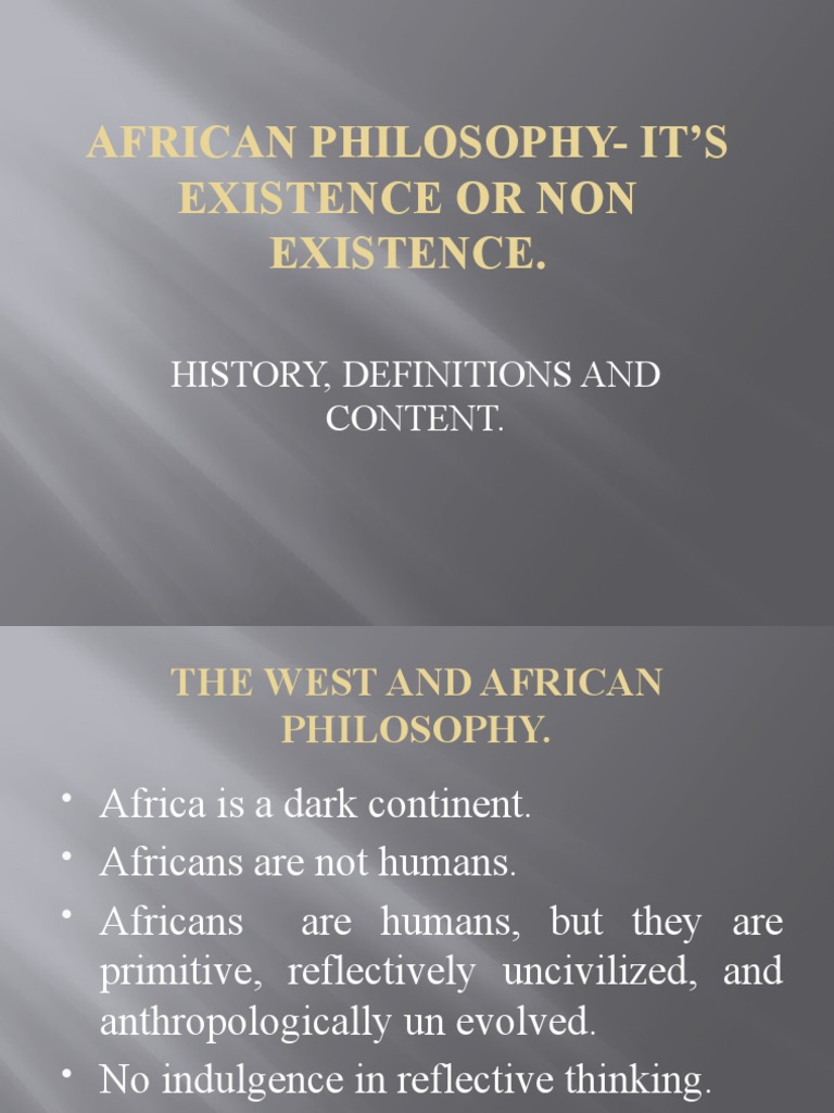 African Philosophy - It's Existence or Non Existence GST 211 Lecture 6 ...