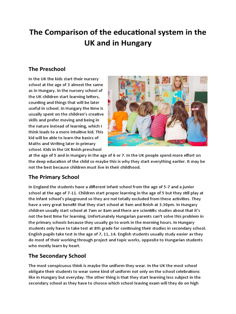 The Comparison of The Educational System in The UK and in Hungary | PDF ...