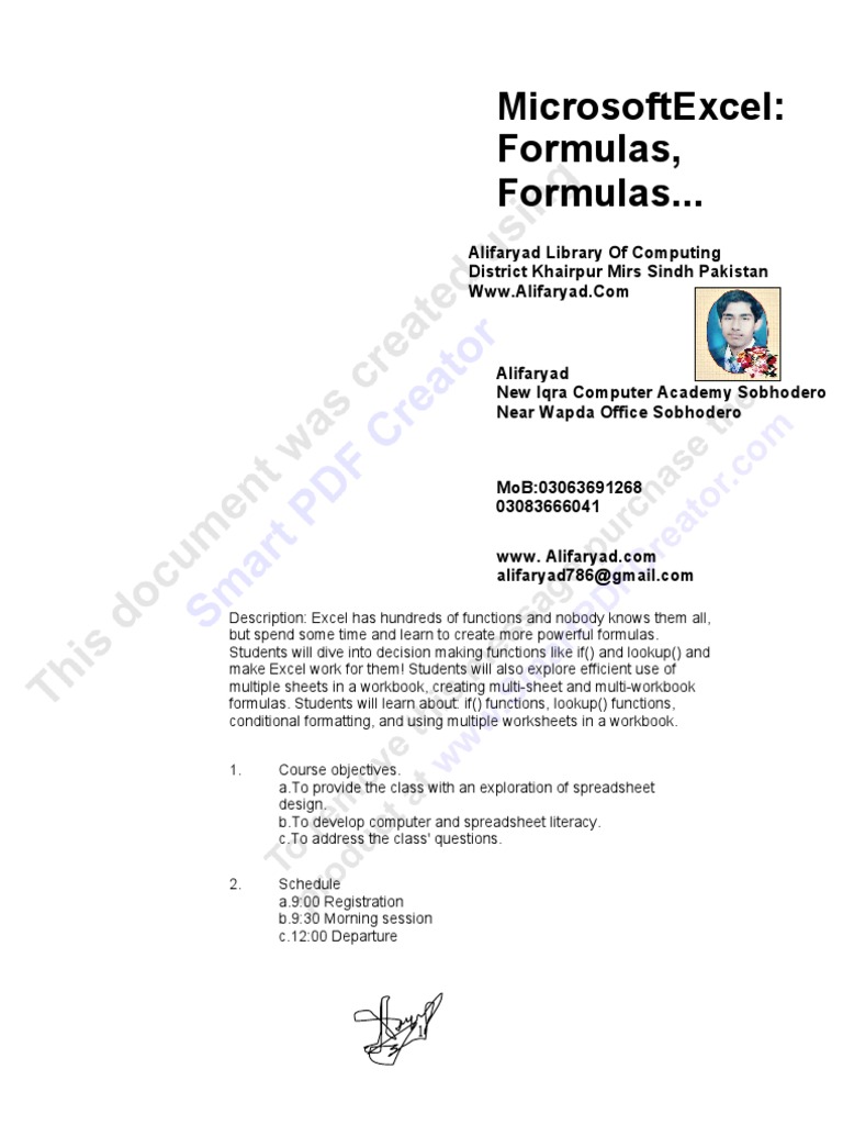 Excel Outline Formulas''''' 2011 | PDF | Microsoft Excel | Spreadsheet