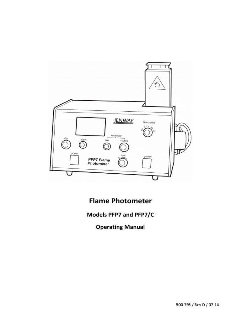 Operating and Safety Instructions for Flame Photometer Models PFP7 and ...