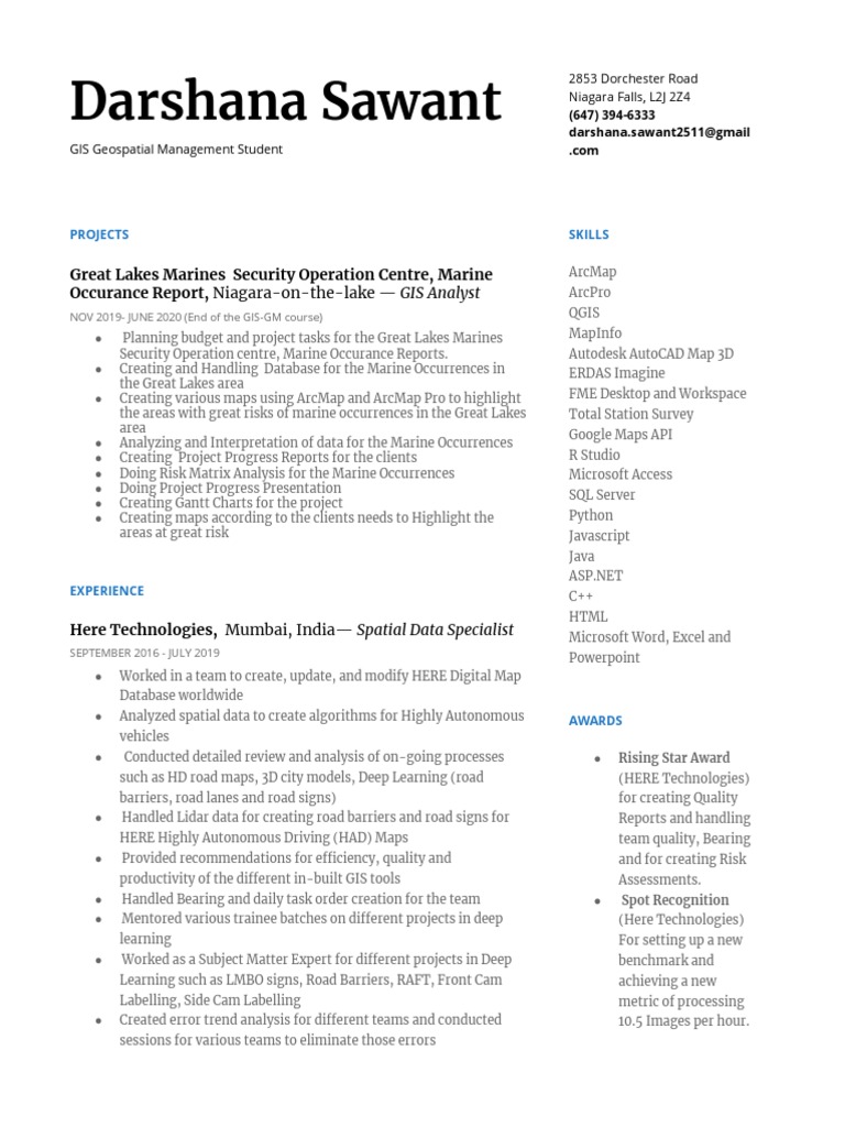 Resume Darshana Sawant | PDF | Geographic Information System | Spatial ... Resume Darshana Sawant | PDF | Geographic Information System | Spatial ...