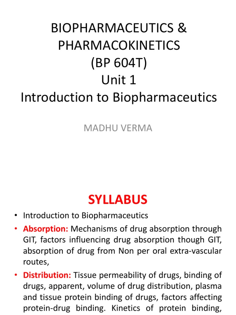 UNIT 1 Introduction To Biopharmaceutics | PDF | Cell Membrane | Tablet ...