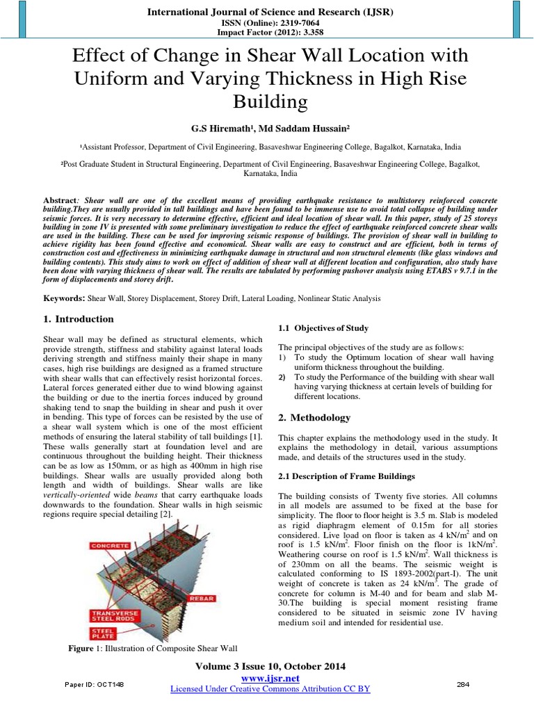 Effect of Change in Shear Wall Location With Uniform and Varying ...