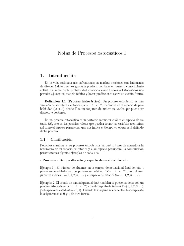 Notas de Procesos - Estoc - Sticos | PDF | Cadena Markov | Teoría estadística