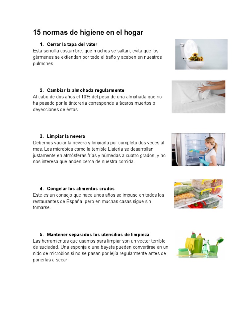 15 Normas de Higiene en El Hogar | PDF | Cocina | Residuos