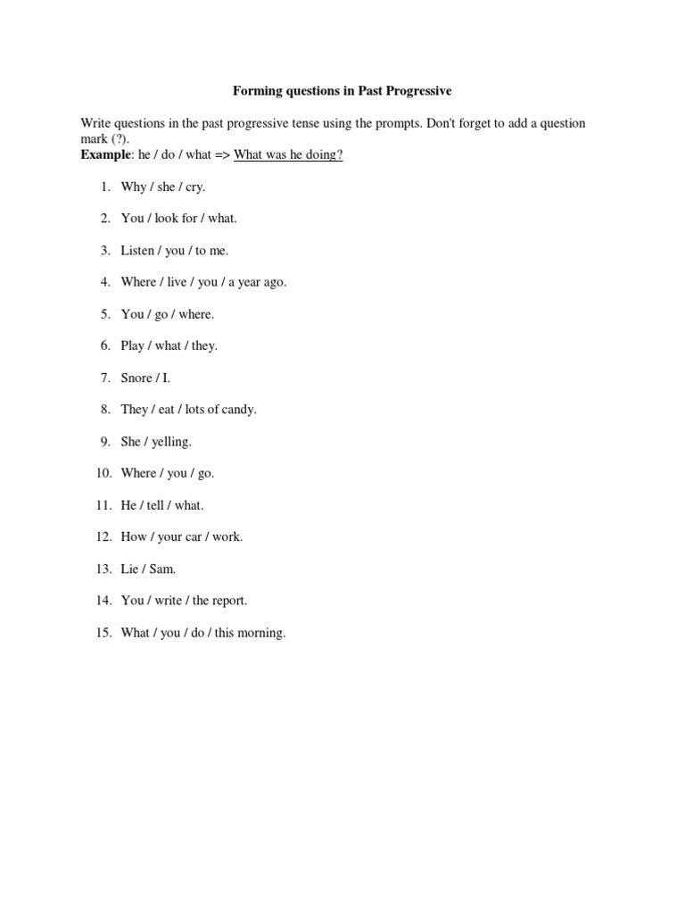 Forming Questions in Past Progressive PDF | PDF