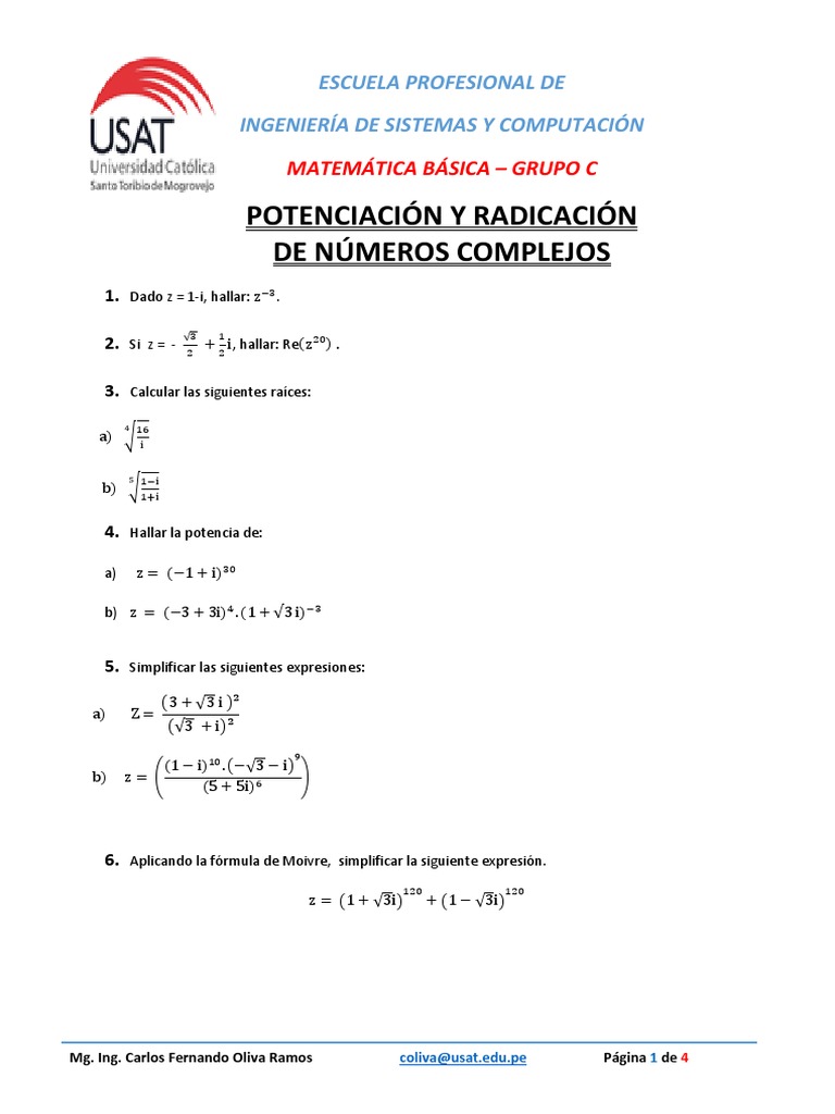 Ejercicios de Números Complejos Resueltos | PDF | Número complejo ...