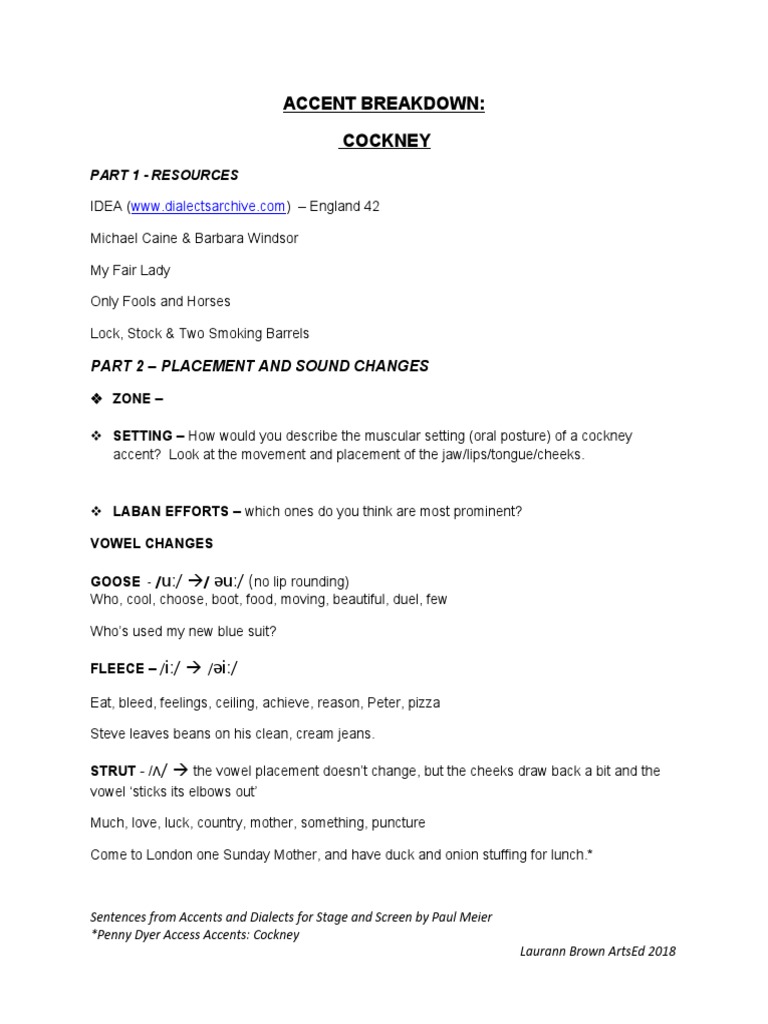 COCKNEY Accent Breakdown | PDF | Art | Poetry