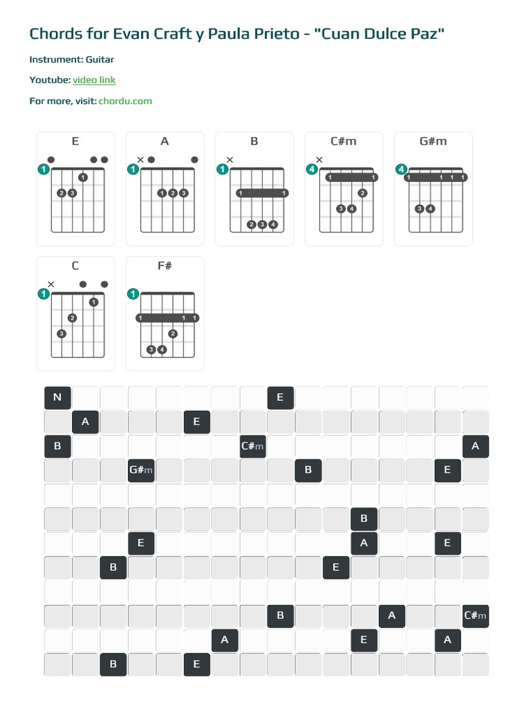 Chords For Evan Craft y Paula Prieto - "Cuan Dulce Paz" Chords For Evan ...