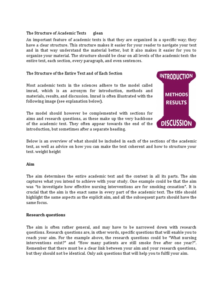 The Structure of Academic Texts | PDF | Thesis | Question