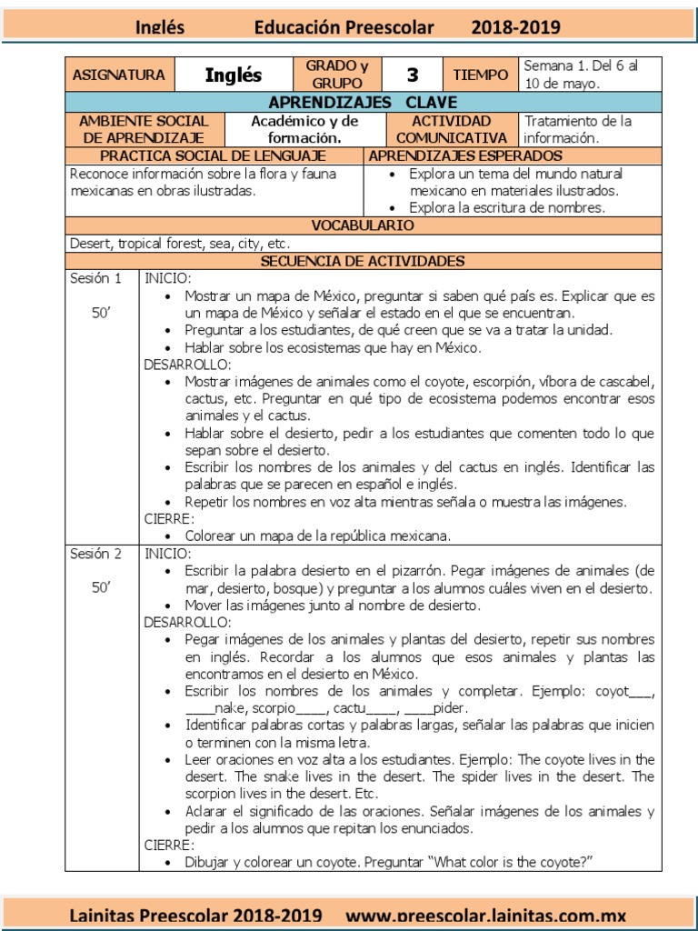 Inglés Situación Didáctica | PDF | Educación de la primera infancia ...