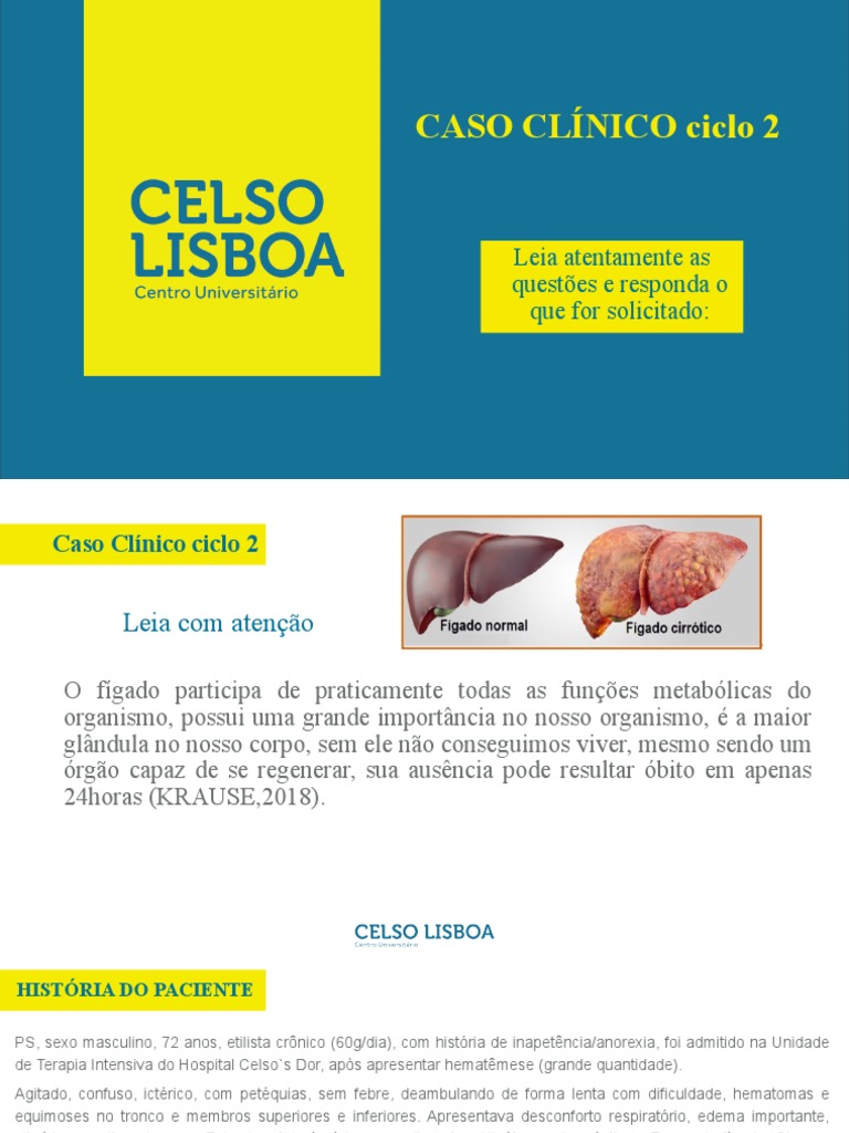 Caso clínico de paciente do sexo masculino de 72 anos com cirrose ...