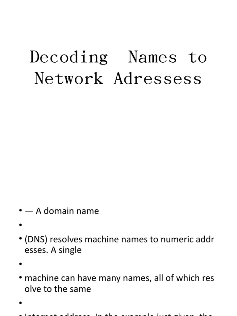 Decoding Names To Network Adressess | PDF